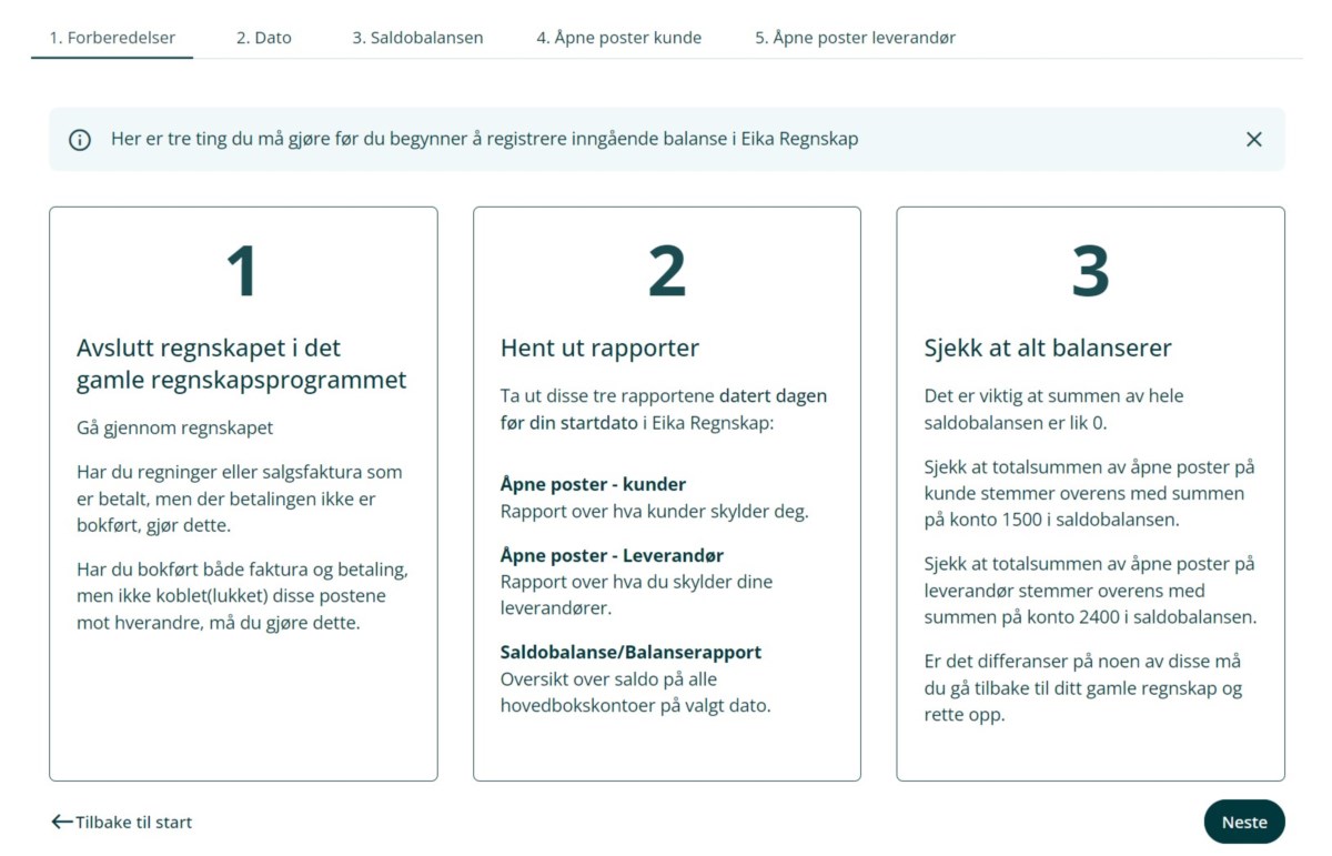 Slik registrerer du inngående balanse i Eika Regnskap